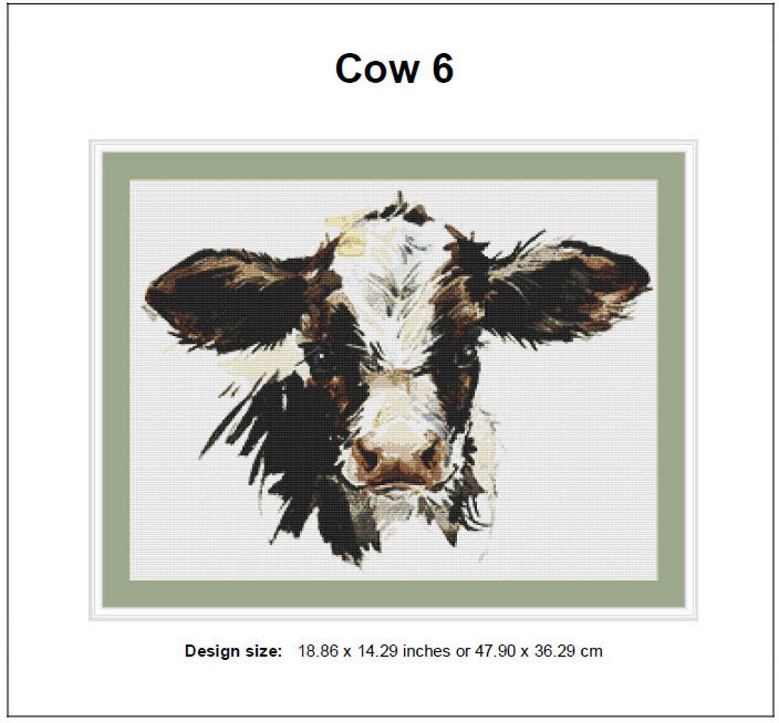 Cow Cross Stitch Pattern 6 Instant PDF Download - Calf Watercolor Cross ...