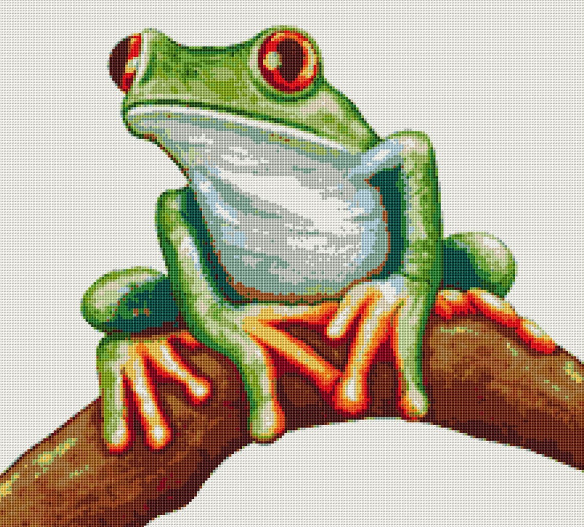 Frog Cross Stitch Pattern 5 Instant PDF Download Green Frog - Etsy