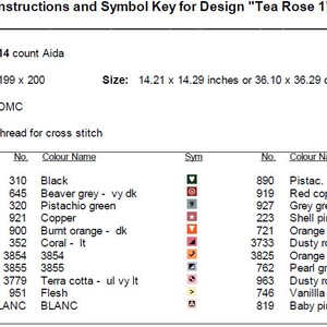 Tea Rose Cross Stitch Pattern 1 Instant PDF Download Rose - Etsy