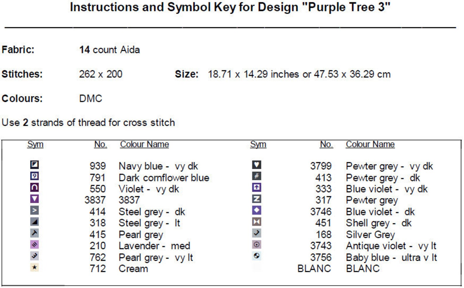 Purple Tree Cross Stitch Pattern 3 Instant PDF Download - Etsy