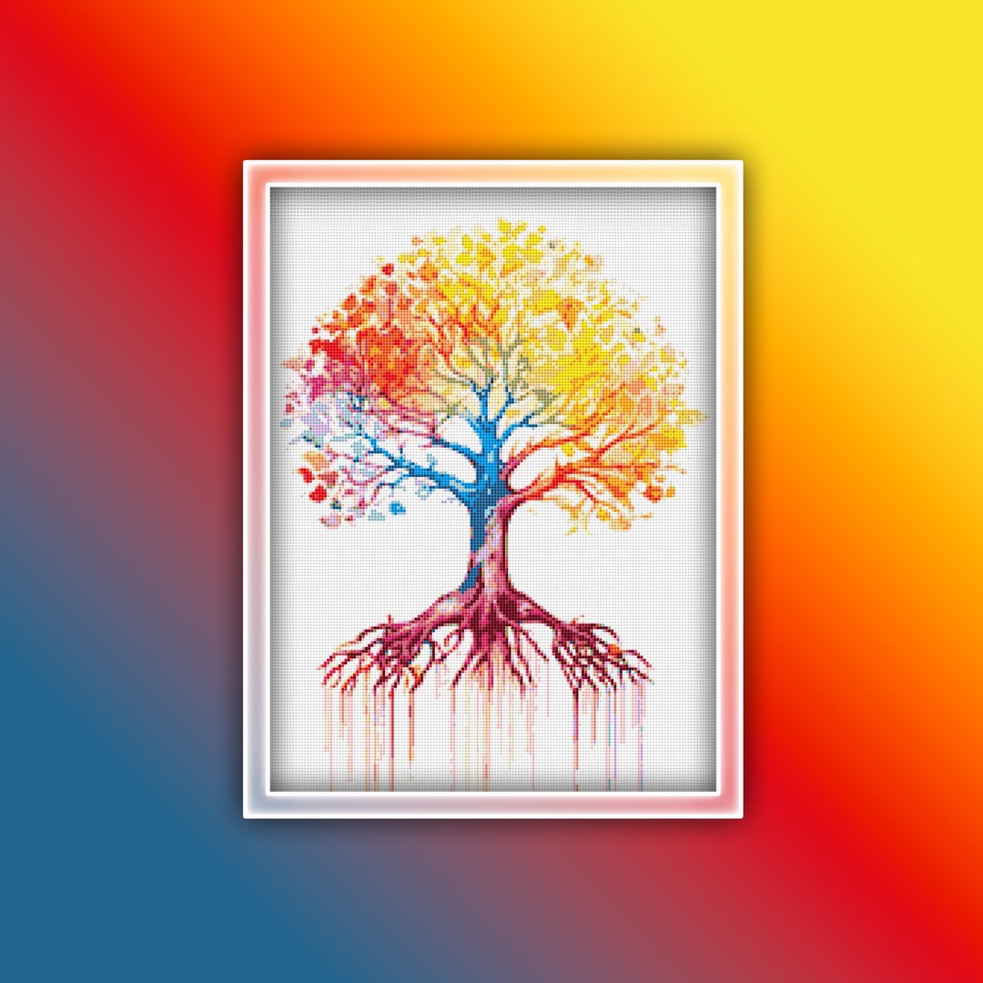 Rainbow Tree Cross Stitch Pattern 9 Instant PDF Download - Seasons Tree ...