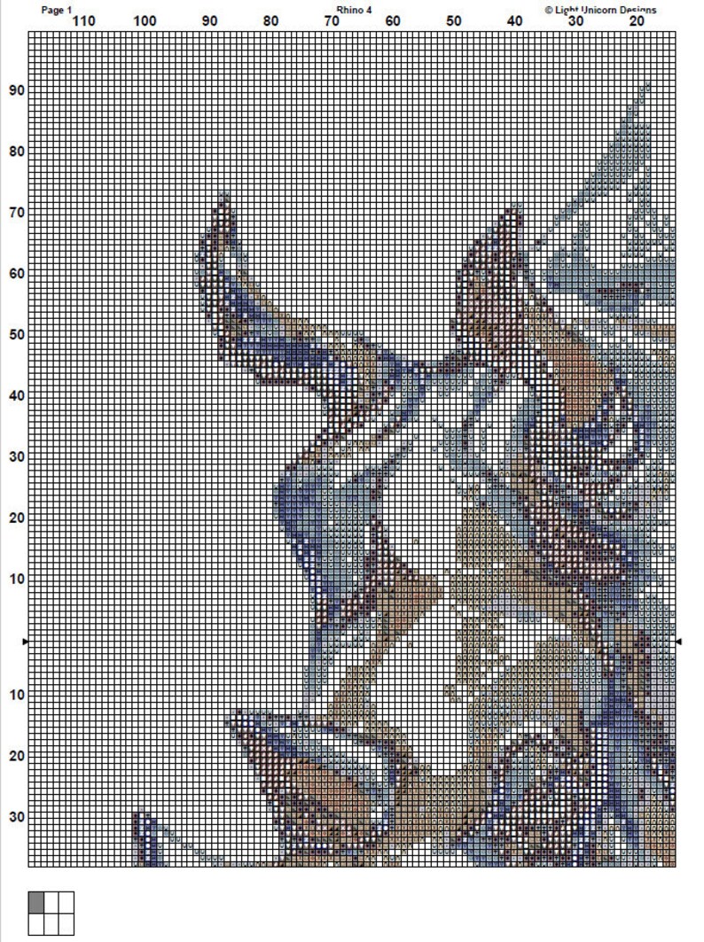 Rhino Cross Stitch Pattern 4 Instant PDF Download - Rhinoceros ...