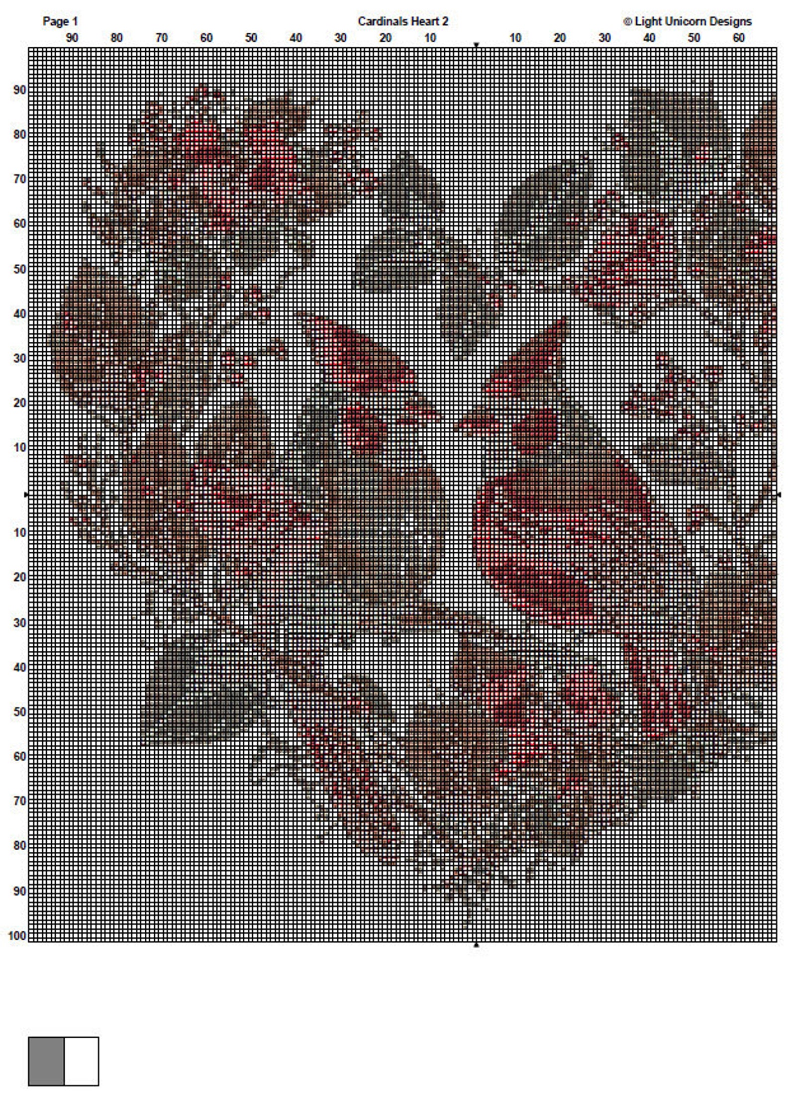 Cardinals Heart Cross Stitch Pattern 2 Instant PDF Download ...