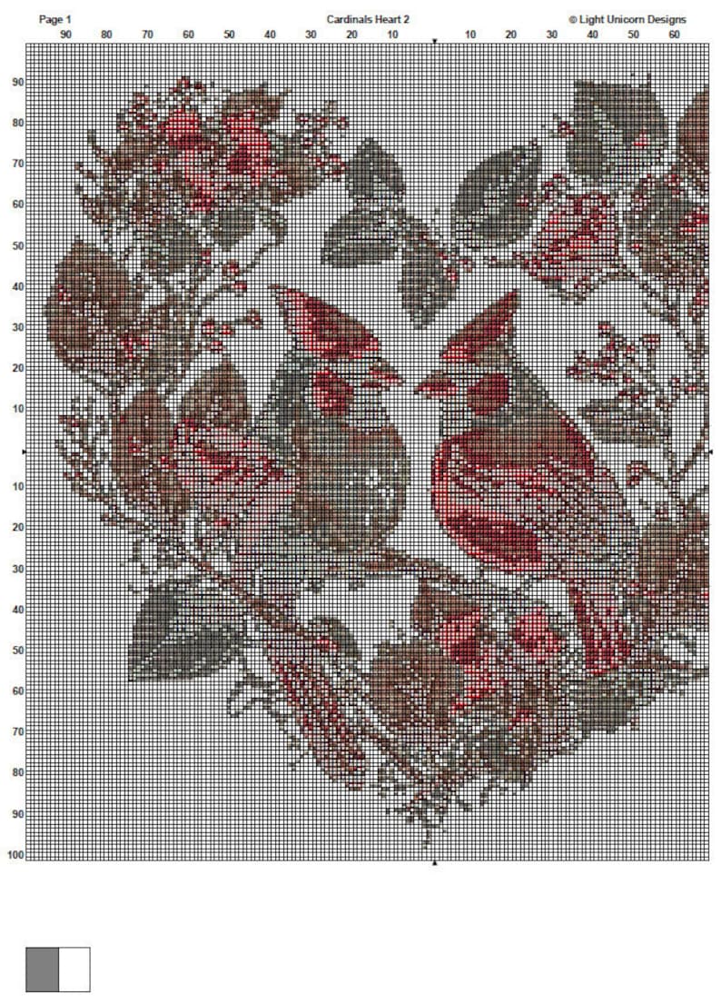 Cardinals Heart Cross Stitch Pattern 2 Instant PDF Download - Etsy