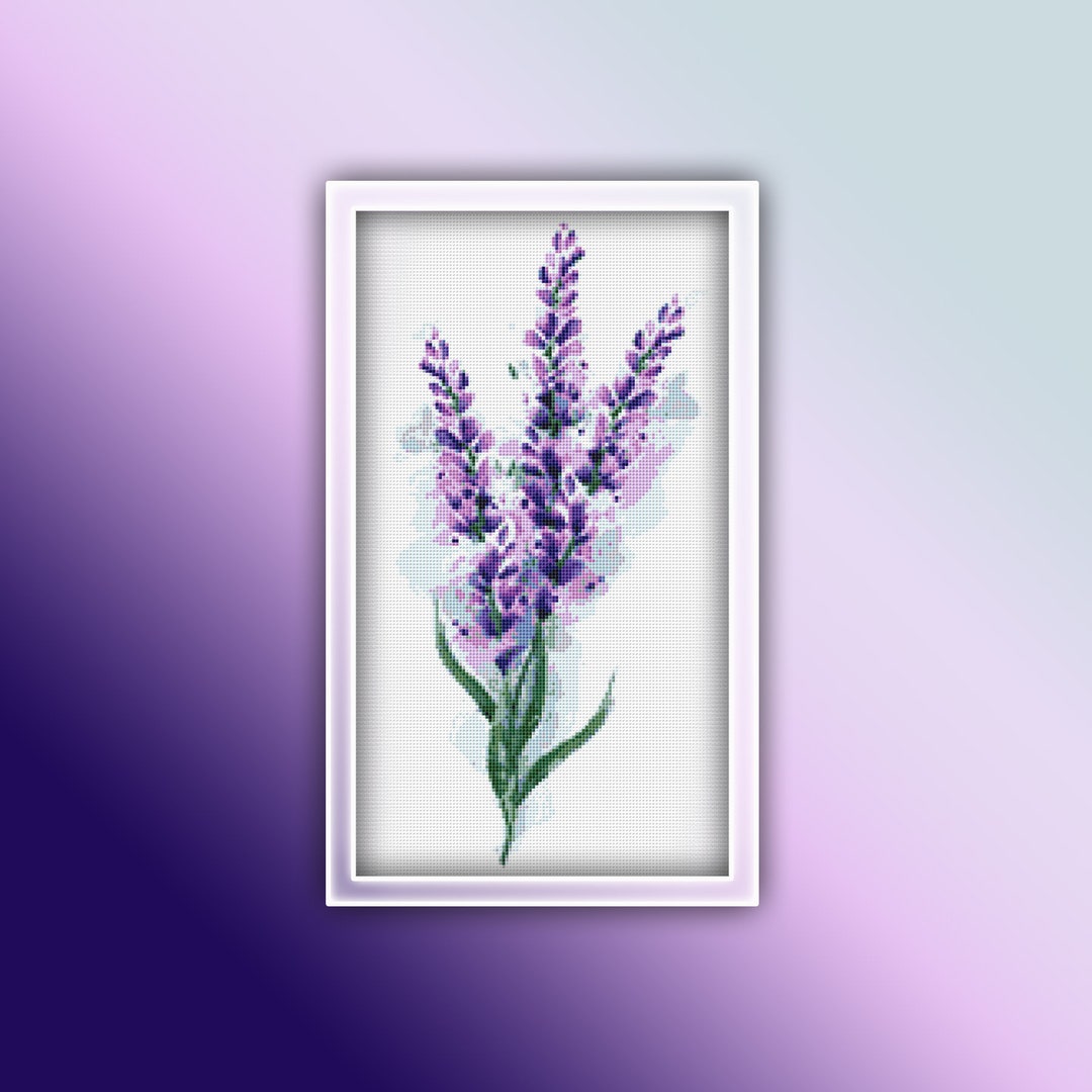 Lavender Cross Stitch Pattern 6 Instant PDF Download - Flower Lavender ...