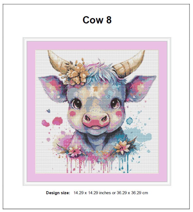 Cow Cross Stitch Pattern 8 Instant PDF Download Cow Calf - Etsy