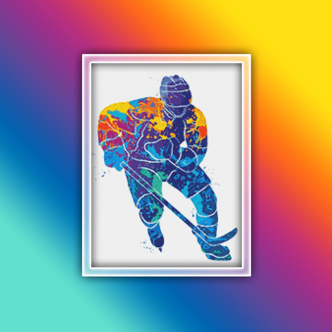 Hockey Player Cross Stitch Pattern 3 Instant PDF Download - Sport ...