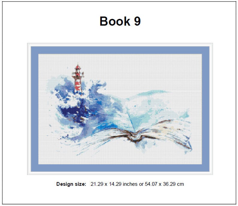 Book Cross Stitch Pattern 9 Instant PDF Download - Ocean Book ...