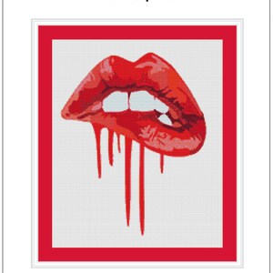 Red Lips Cross Stitch Pattern 5 Instant PDF Download - Red Lips ...