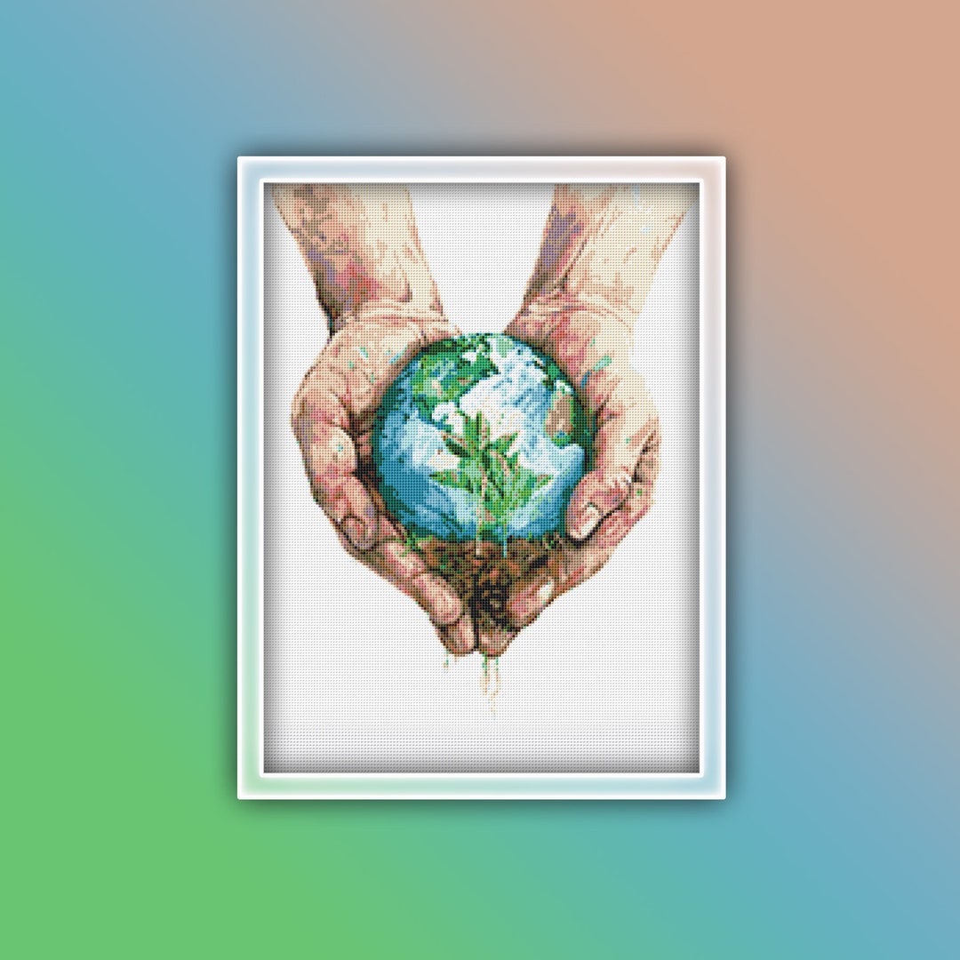 Earth in Our Hands Cross Stitch Pattern 1 Instant PDF Download - Earth ...