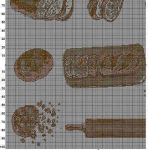 Bread Cross Stitch Pattern 1 Instant PDF Download | Bakery Watercolor ...