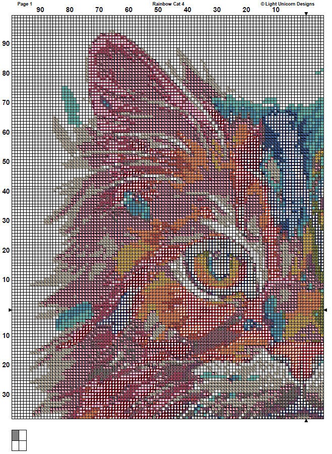 Rainbow Cat Cross Stitch Pattern 4 Instant PDF Download - Kitty ...