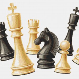 Chess Pieces Cross Stitch Pattern Instant PDF Download Chess | Etsy