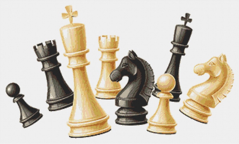 Chess Pieces Cross Stitch Pattern Instant PDF Download Chess - Etsy
