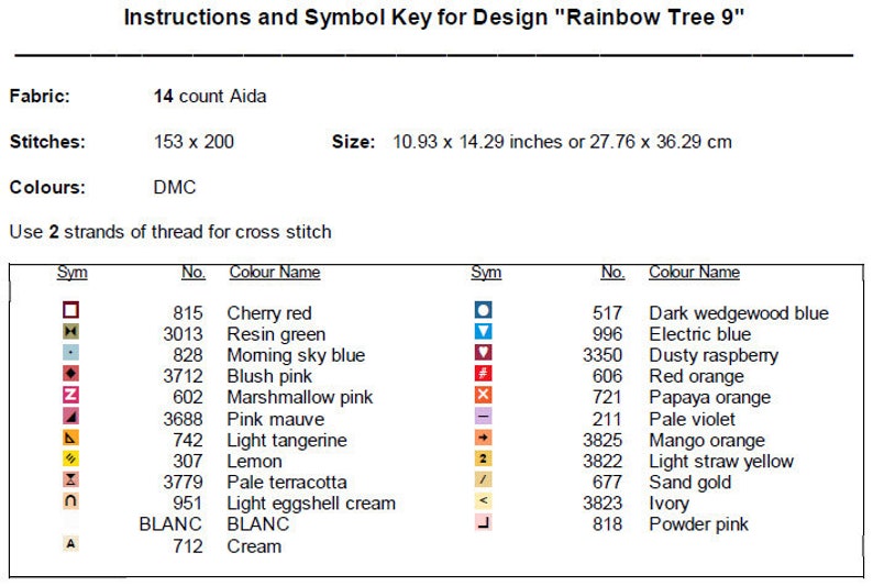 Rainbow Tree Cross Stitch Pattern 9 Instant PDF Download - Seasons Tree ...