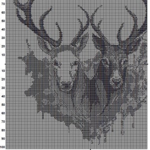 Stag Heart Cross Stitch Pattern 3 Instant PDF Download - Deer Heart ...