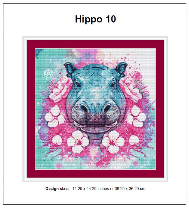 Hippo Cross Stitch Pattern 10 Instant PDF Download - Hippopotamus ...