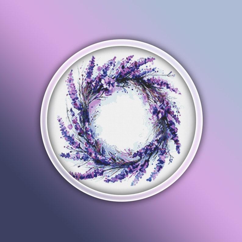 Lavender Wreath Cross Stitch Pattern 5 Instant PDF Download | Flower ...