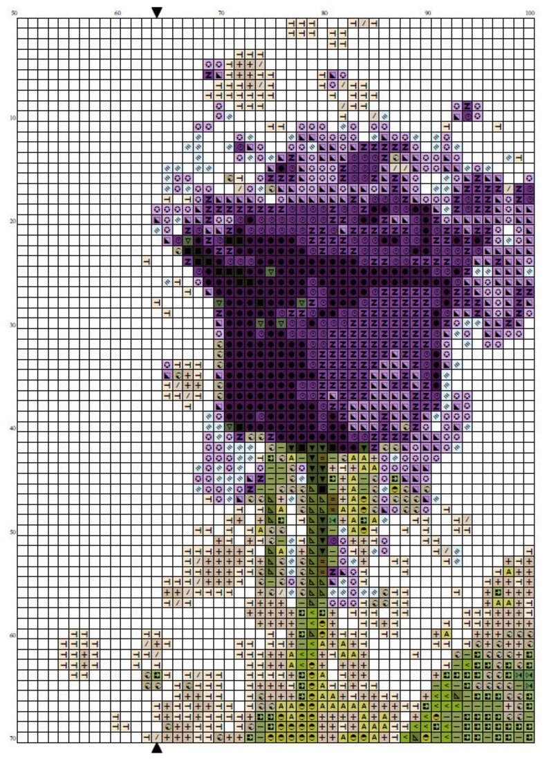 Single Purple Rose Cross Stitch Pattern 1 Instant PDF Download | Etsy