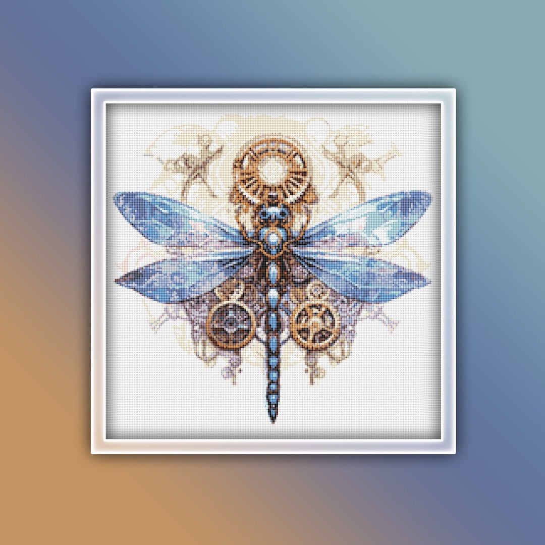 Steampunk Dragonfly Cross Stitch Pattern 3 Instant PDF Download ...