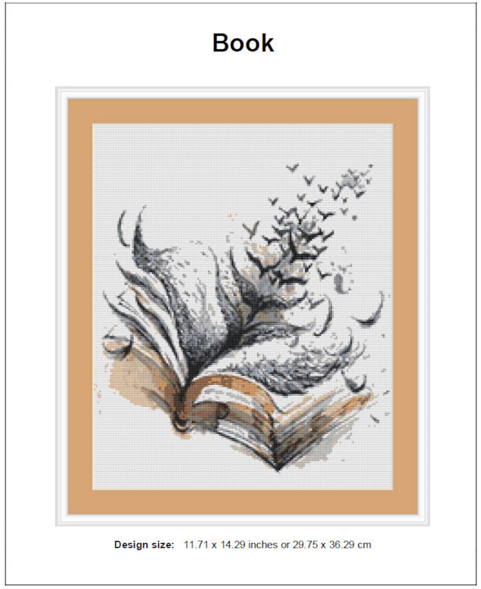 Book Cross Stitch Pattern Instant PDF Download - Book Watercolor Cross ...