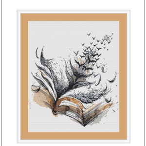 Book Cross Stitch Pattern Instant PDF Download - Book Watercolor Cross ...
