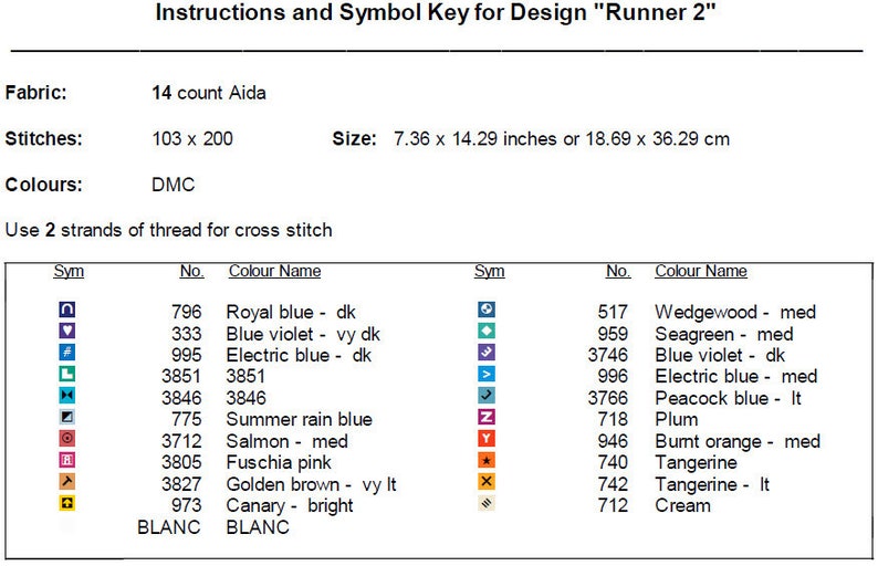 Runner Cross Stitch Pattern 2 Instant Download Instant PDF - Etsy