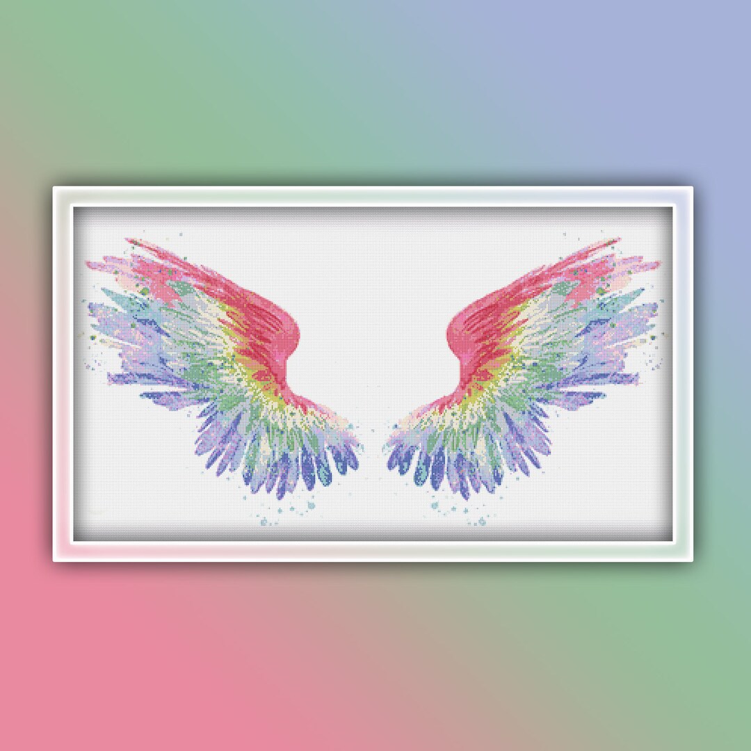 Rainbow Wings Stitch Pattern Instant PDF Download - Watercolor Cross ...