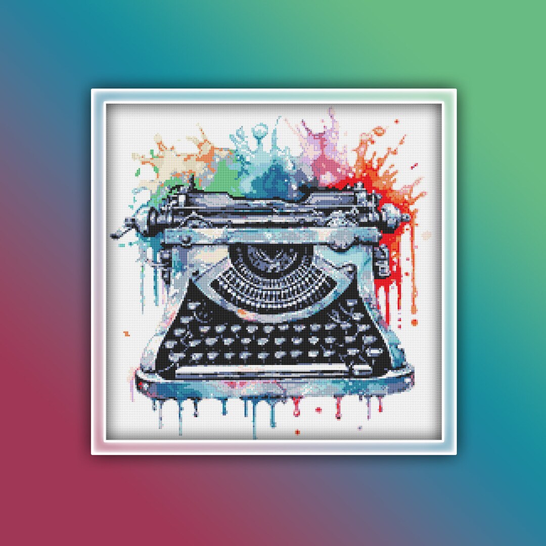 Typewriter Cross Stitch Pattern 5 Instant PDF Download - Typewriter ...