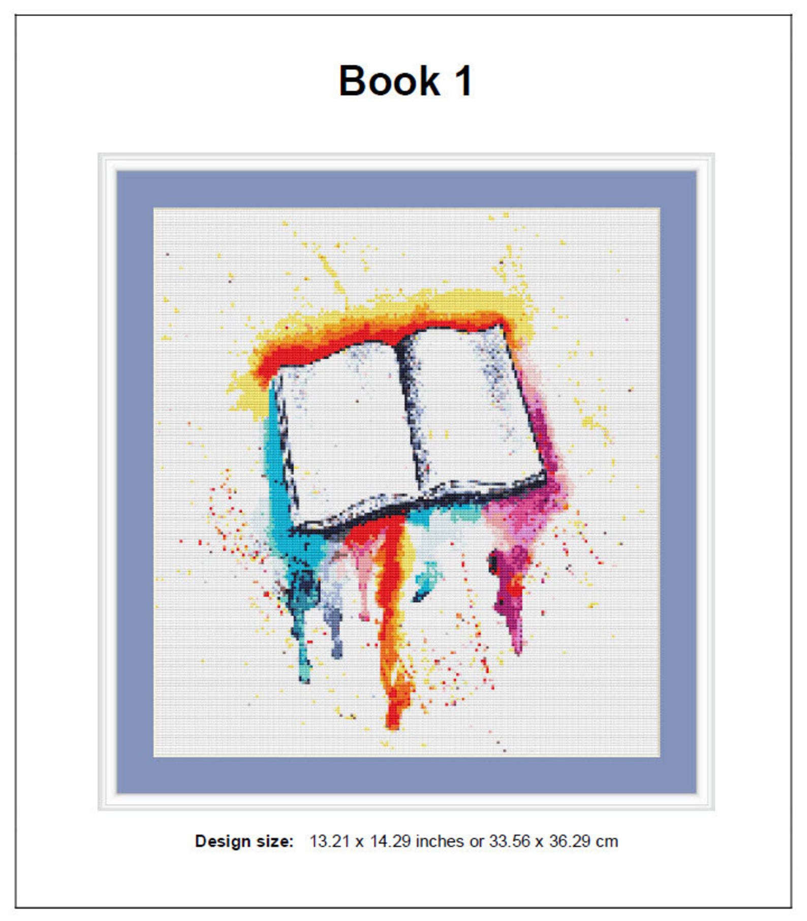Book Cross Stitch Pattern 1 Instant PDF Download - Book Watercolor ...