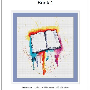 Book Cross Stitch Pattern 1 Instant PDF Download - Book Watercolor ...