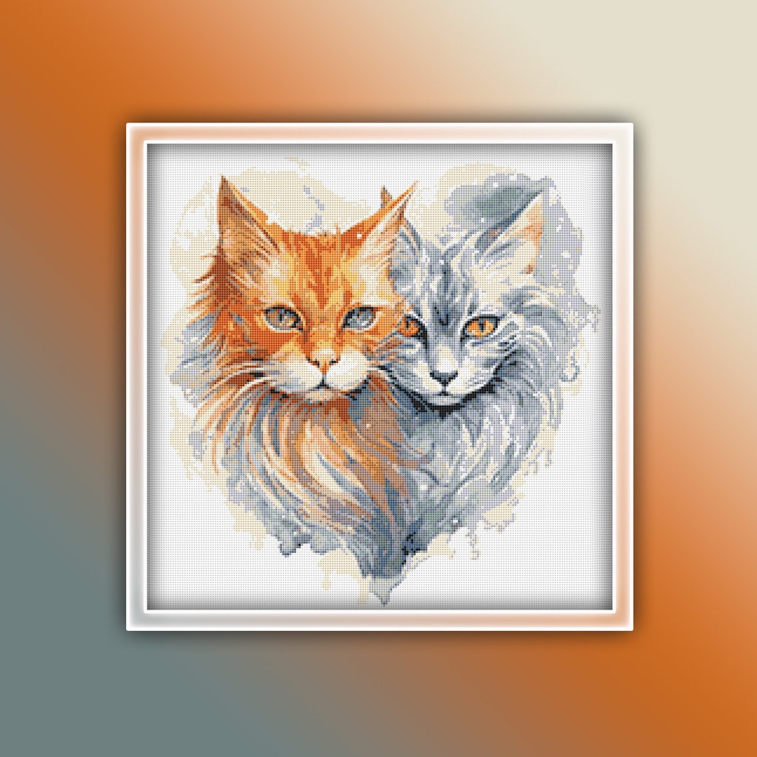 Cat Heart Cross Stitch Pattern 4 Instant PDF Download - Kitty ...