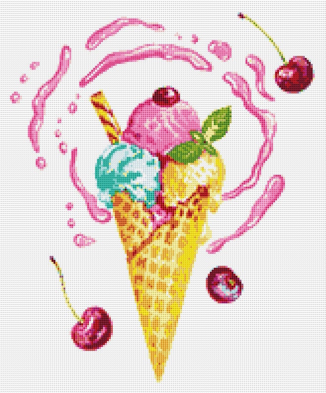 Ice Cream Cross Stitch Pattern 2 Instant PDF Download - Etsy