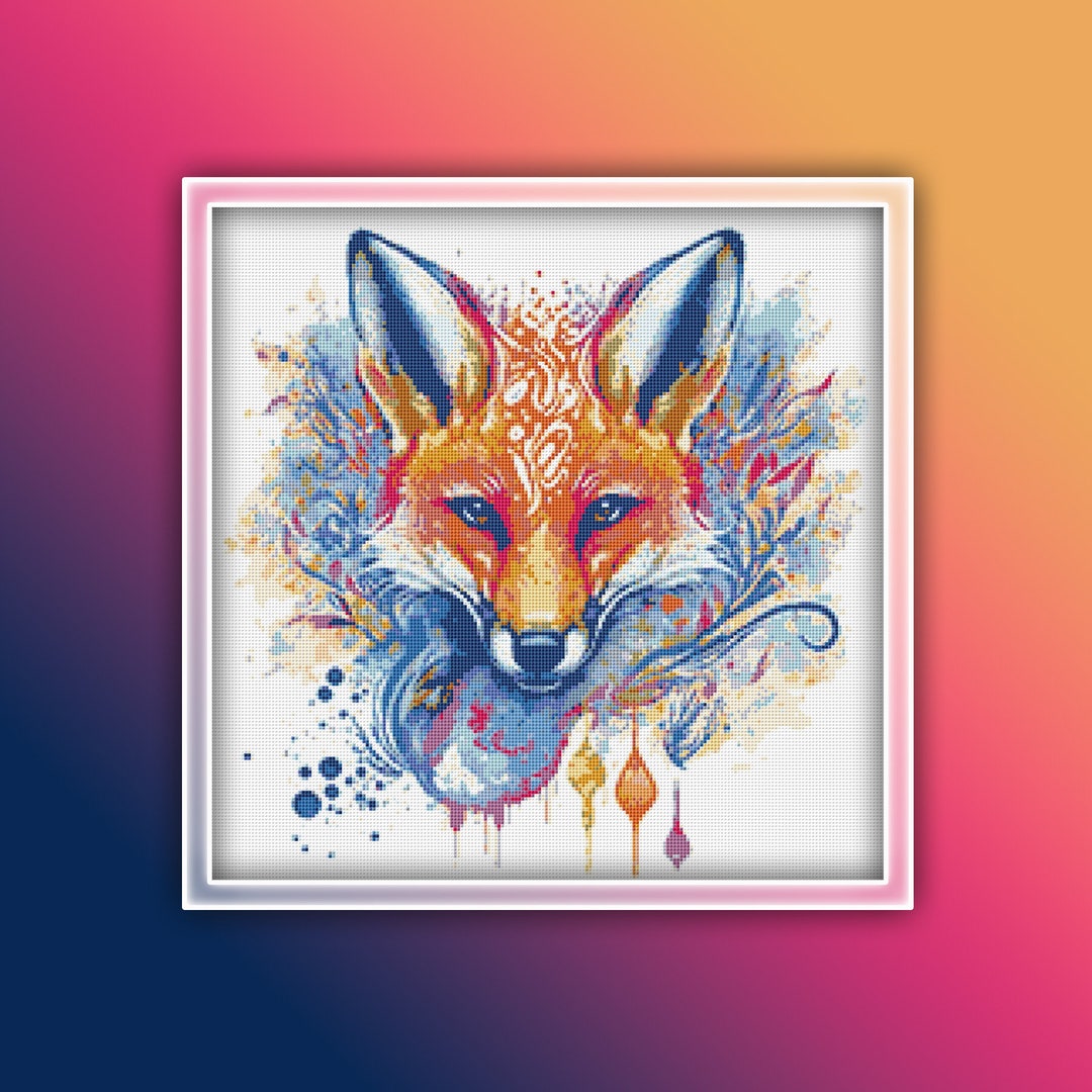 Fox Cross Stitch Pattern 18 Instant PDF Download - Fox Watercolor Cross ...