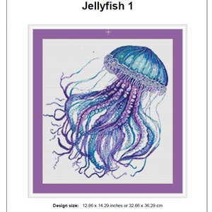 Jellyfish Cross Stitch Pattern 1 Instant PDF Download - Sea Jellies ...