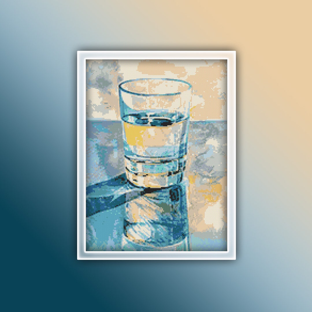 Water Glass Cross Stitch Pattern 1 Instant PDF Download - Glass ...