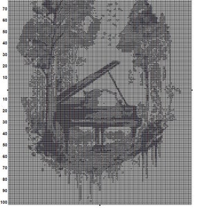 Piano Cross Stitch Pattern 5 Instant PDF Download - Music Watercolor ...