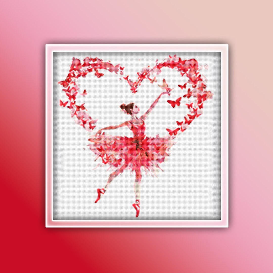 Ballerina Heart Cross Stitch Pattern 1 Instant PDF Download - Ballerina ...