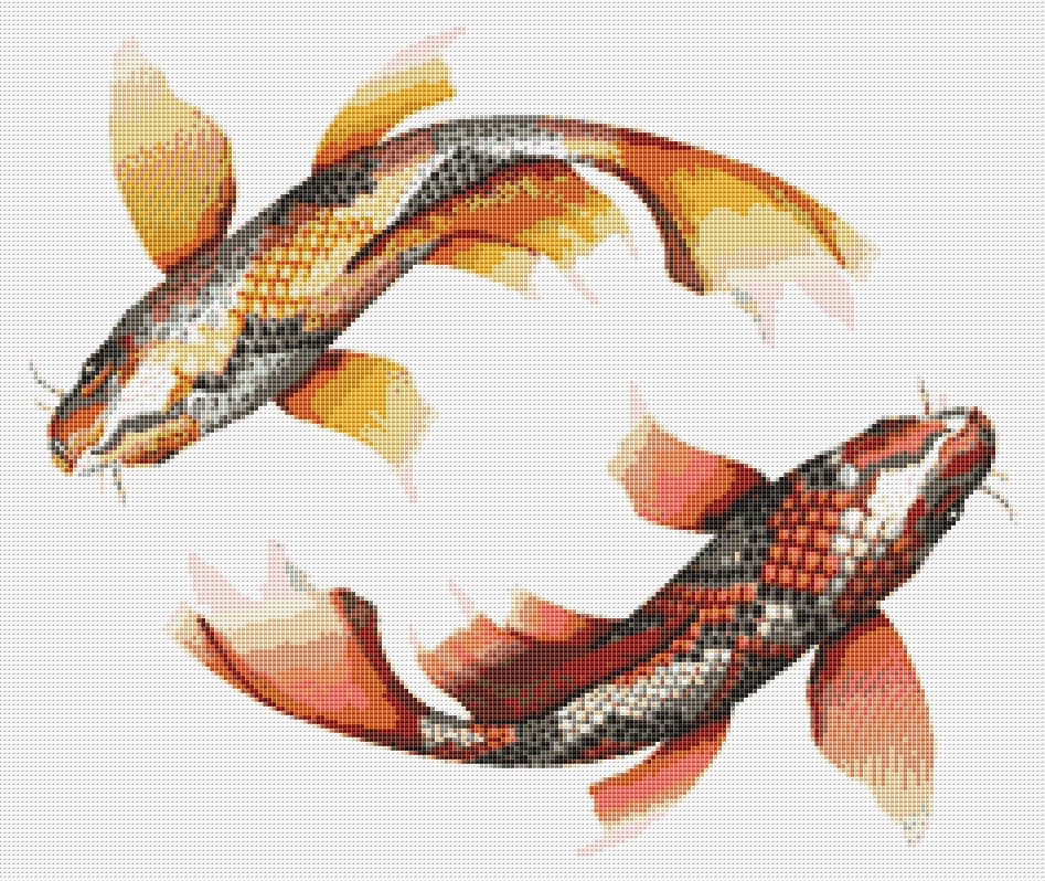 Koi Fish Cross Stitch Pattern 3 Instant PDF Download Koi | Etsy
