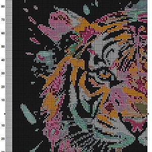 Tiger Cross Stitch Pattern 3 Instant PDF Download - Tiger Watercolor ...