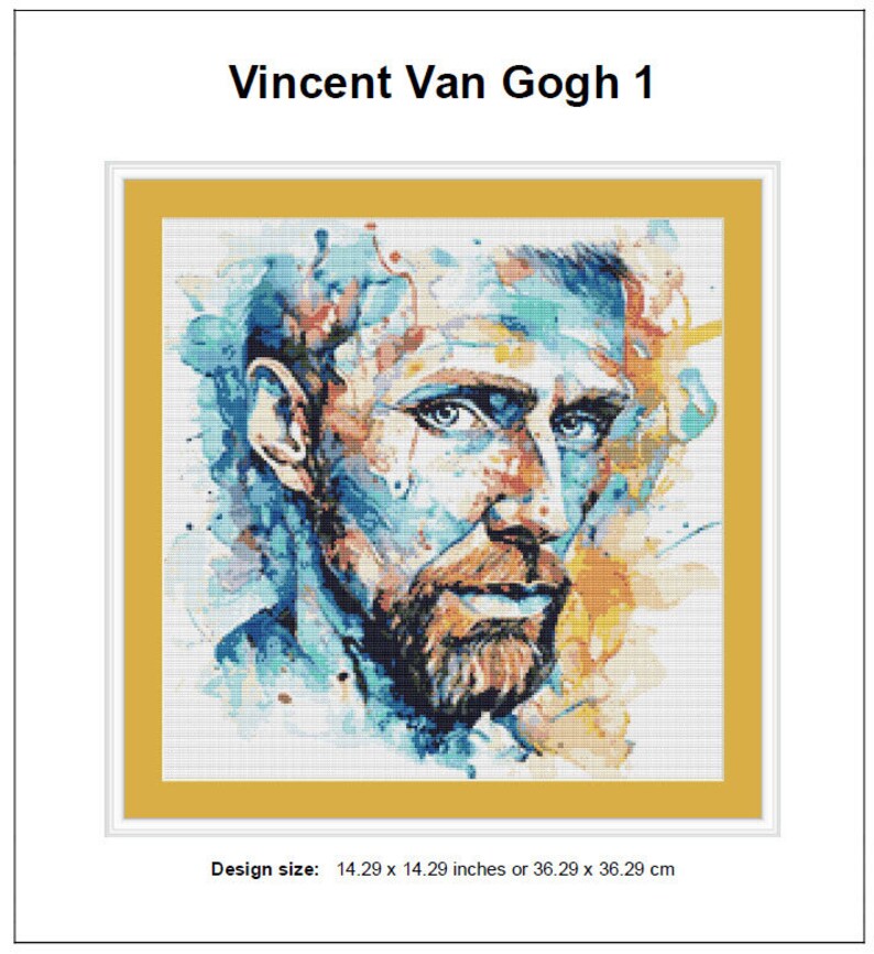 Vincent Van Gogh Cross Stitch Pattern 1 Instant PDF Download - Vincent ...