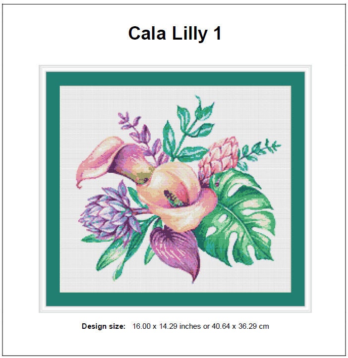 Calla Lily Cross Stitch Pattern 1 Instant PDF Download - Bouquet ...