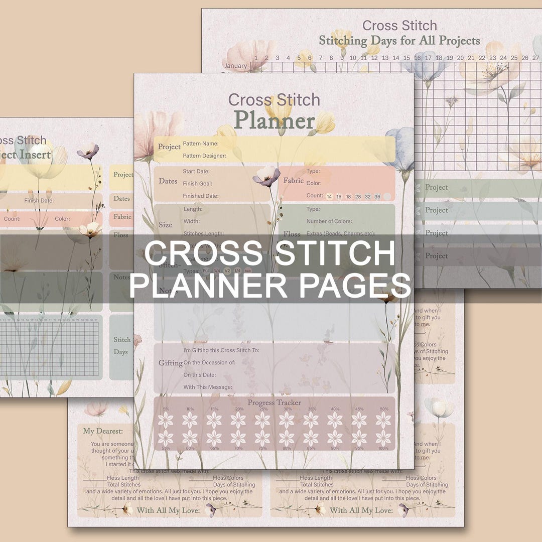 Wild Flowers Cross Stitch Planner Pages PDF Instant Download | Cross ...