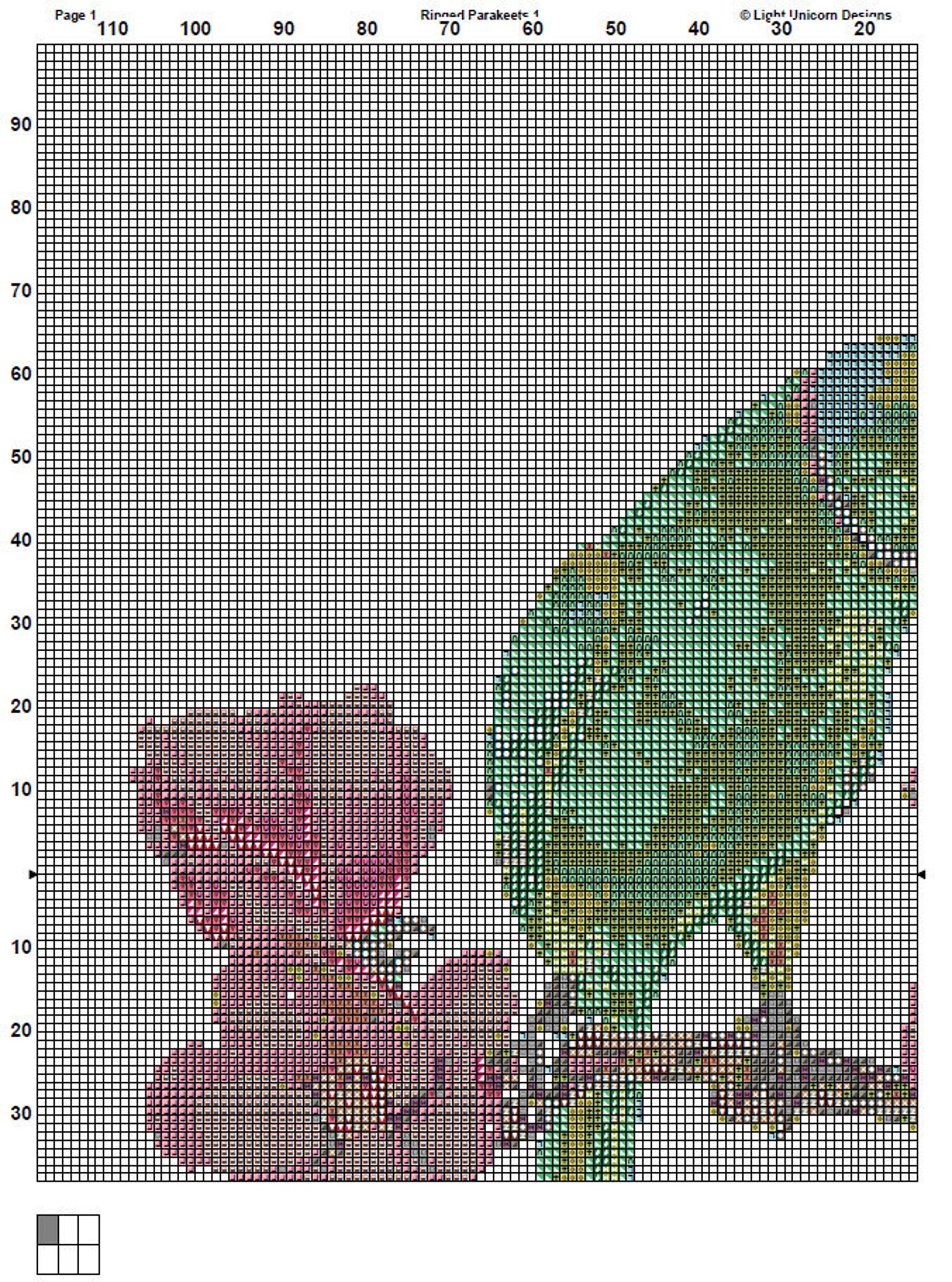 Ringed Parakeets Cross Stitch Pattern 1 Instant PDF Download - Ring ...