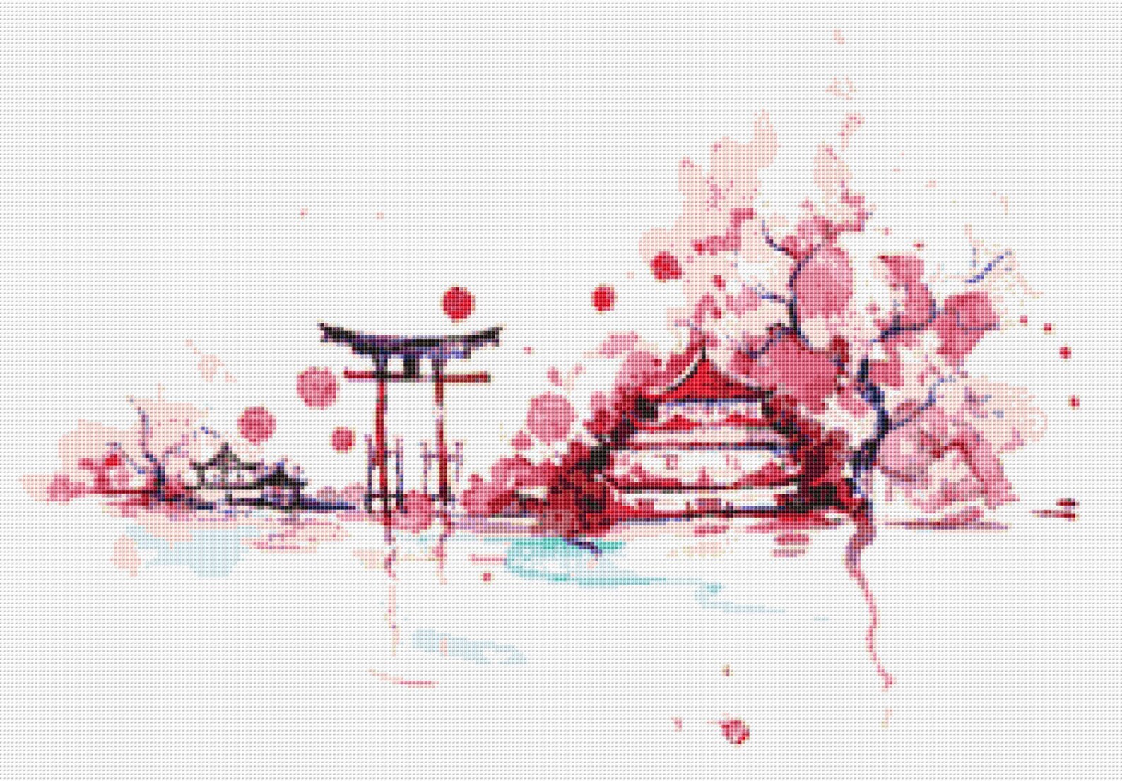 Japan Cross Stitch Pattern 1 Instant PDF Download Tree | Etsy