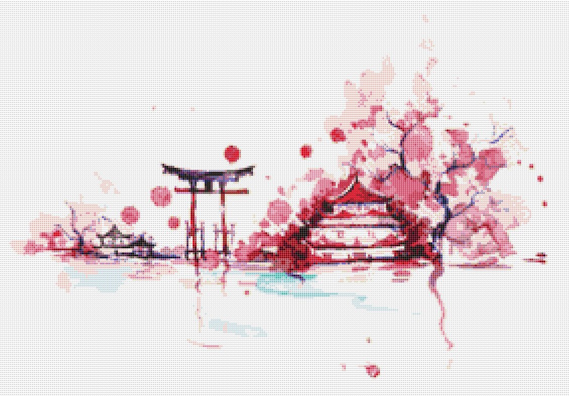 Japan Cross Stitch Pattern 1 Instant PDF Download Tree | Etsy