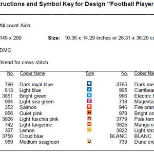 Football Player Cross Stitch Pattern 3 Instant Download Instant PDF ...