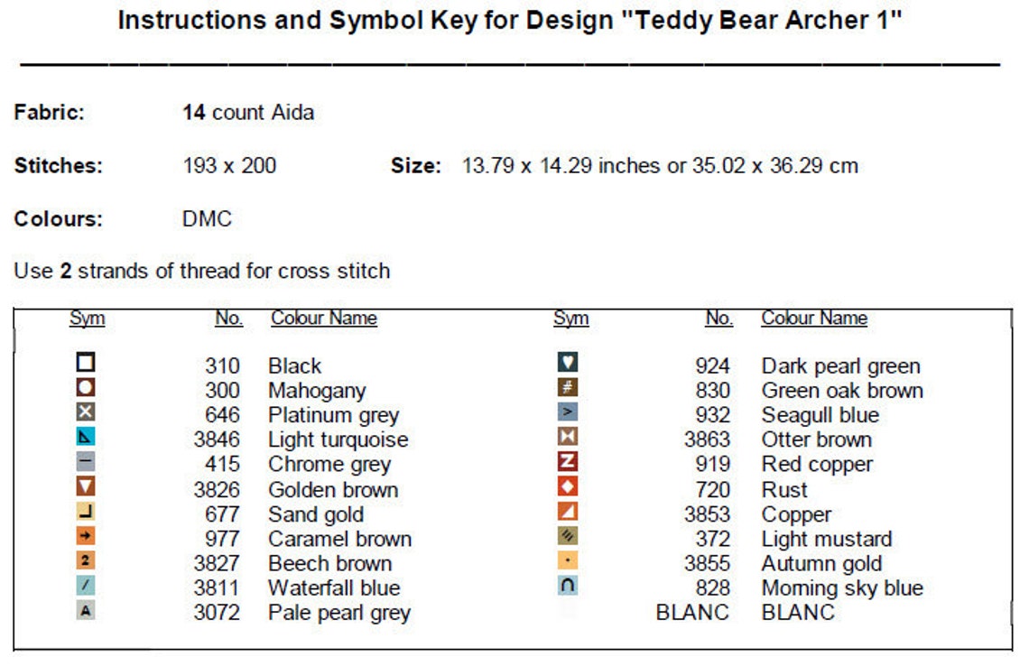 Teddy Bear Archer Cross Stitch Pattern 1 Instant PDF Download | Bow and ...