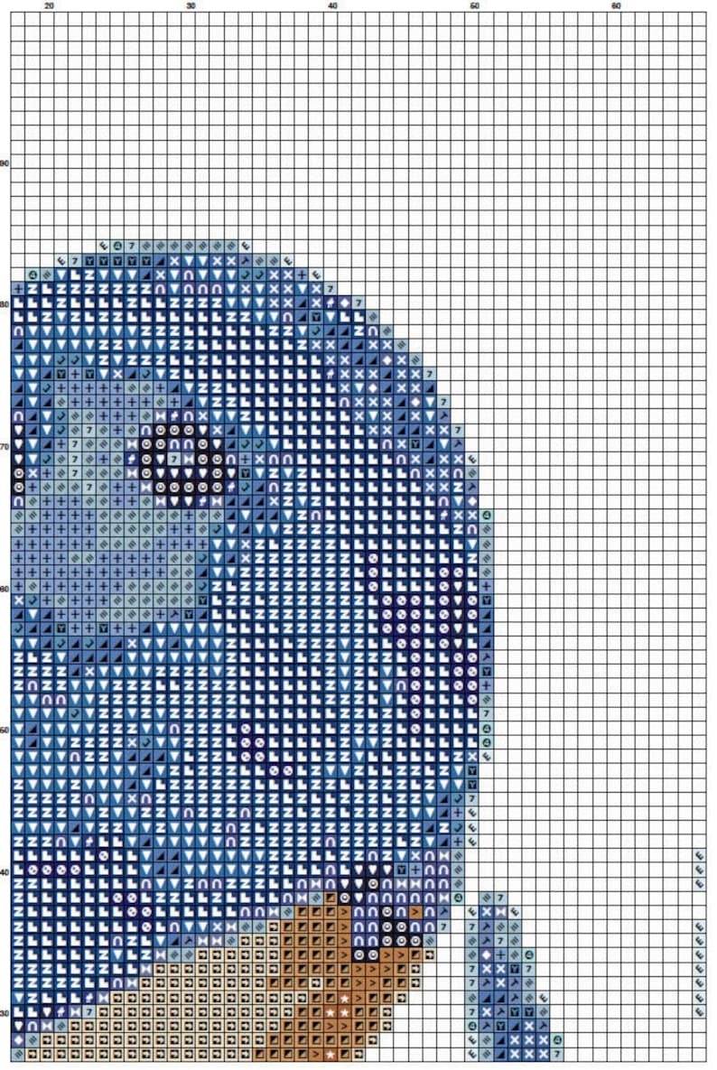 Blue Bird Cross Stitch Pattern Instant PDF Download Bird - Etsy