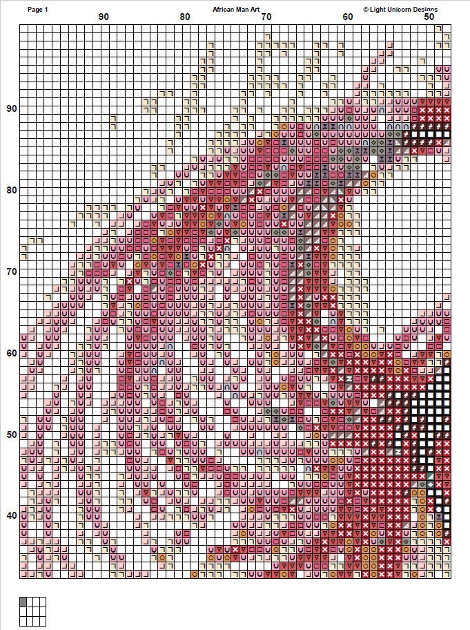 African Man Art Cross Stitch Pattern 1 Instant PDF Download - Black Man ...